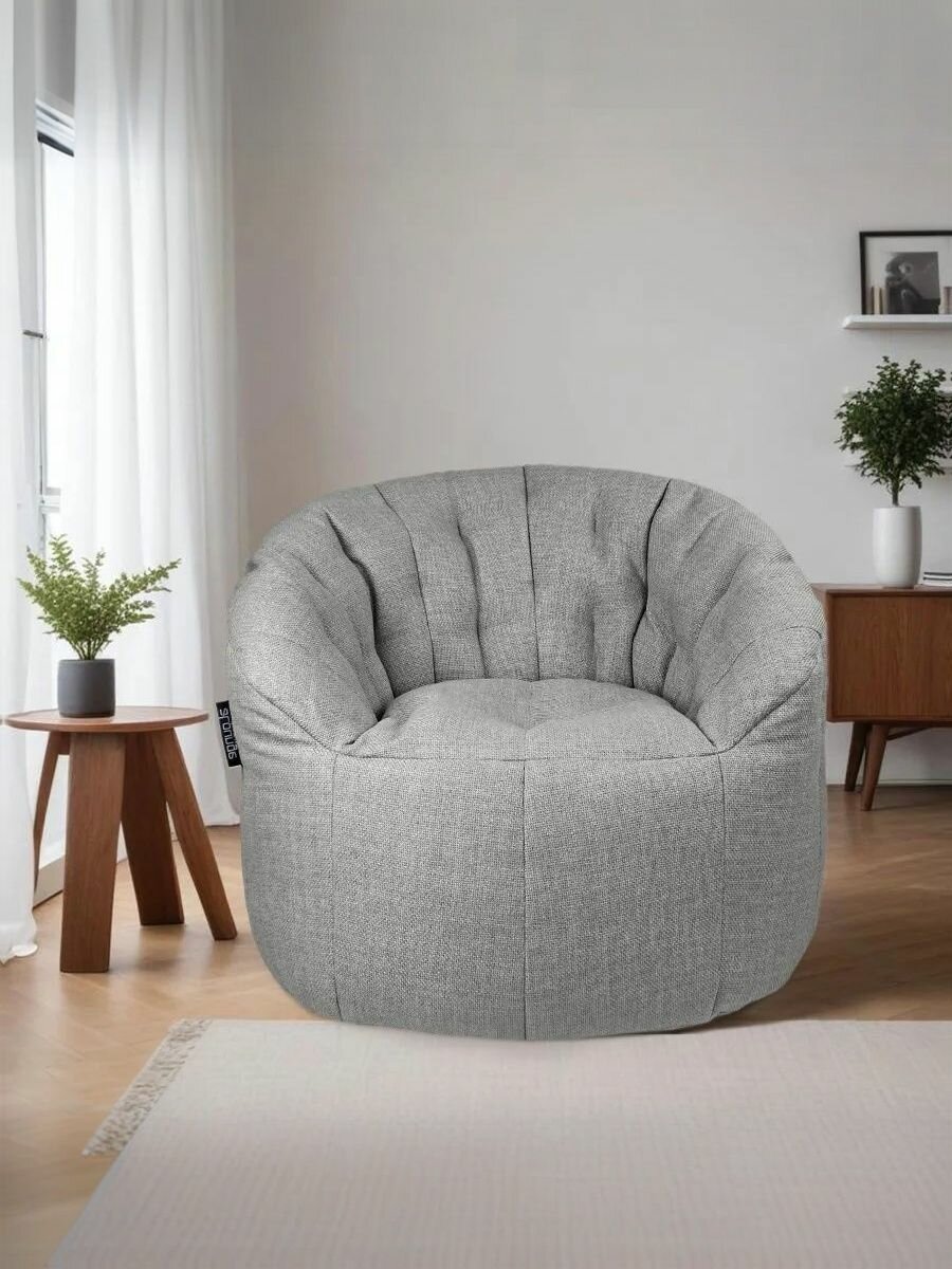 Современное бескаркасное кресло для отдыха дома aLounge - Butterfly Sofa - Keystone Grey (рогожка, серый) - мягкая мебель в гостиную, спальню, детскую, офис, на балкон, дачу