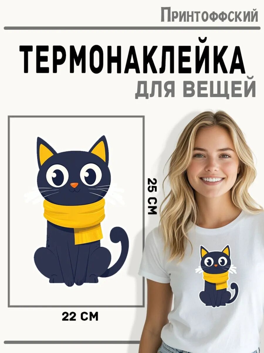 Термонаклейка для одежды и аксессуаров DTF-печать Кот — фото 1