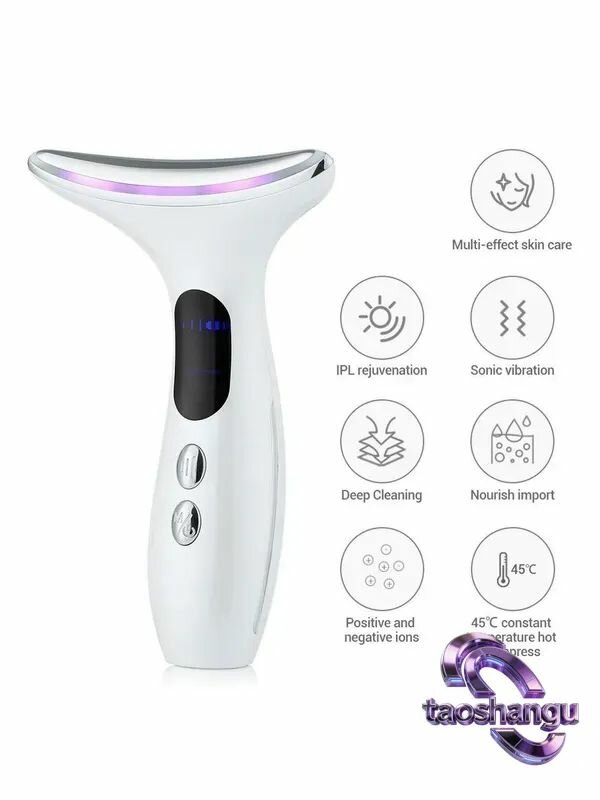 Ультразвуковой массажер для шеи и лица 3 в 1 с микротоком, RGB-светотерапией и подогревом лифтинг, омоложение, борьба с морщинами, 3 режима работы