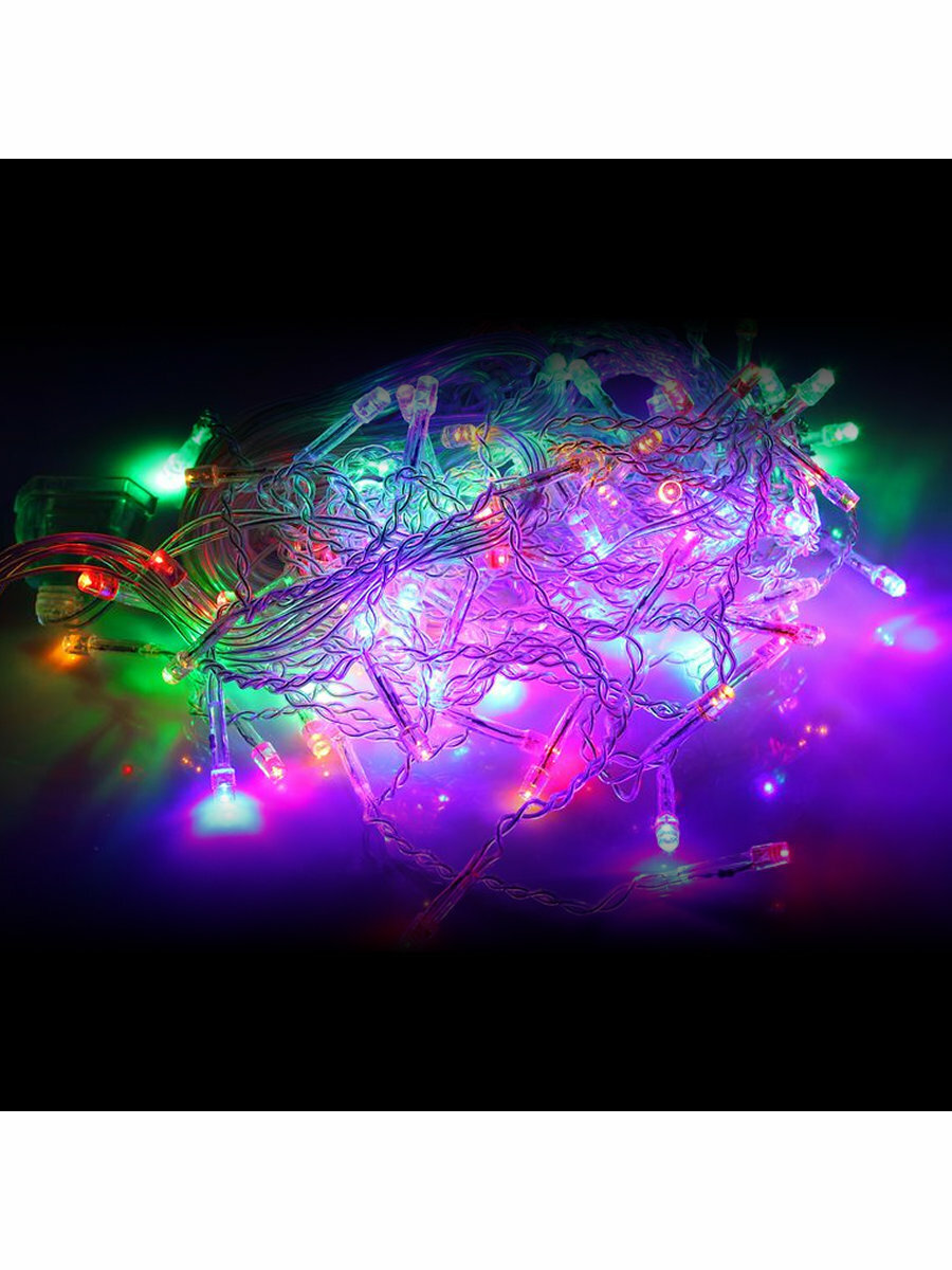 Гирлянда бахрома 100 свд, 1.7м 18 нитей RGB Звезды DICLD-100M-C нить прозрачная