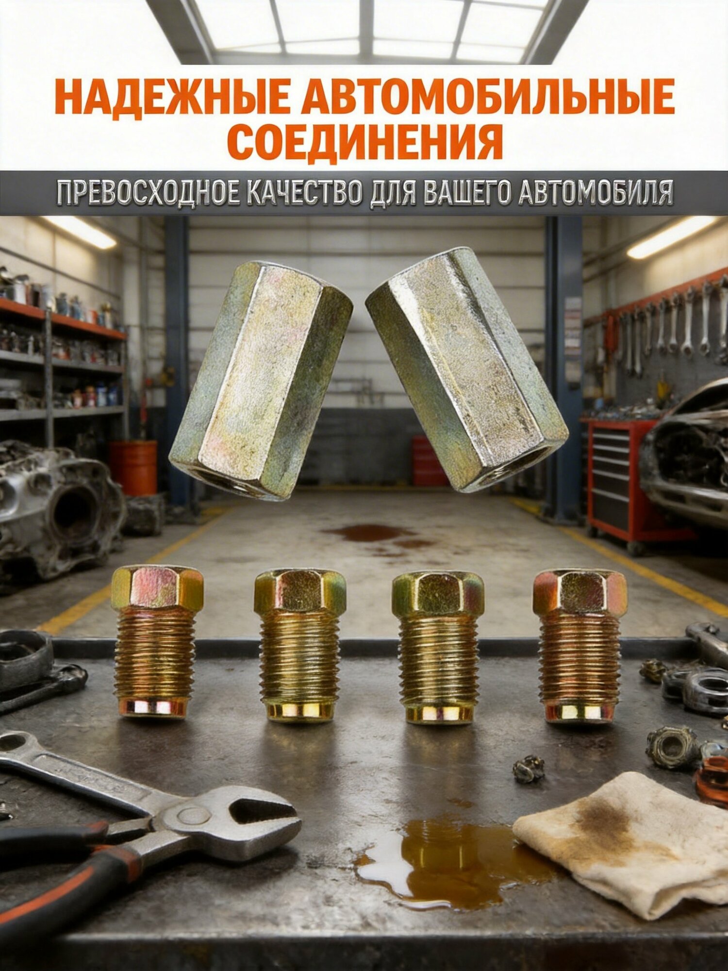 Комплект соединителей для тормозной системы, 6 шт M10mm x1mm для трубы 3/16, металл