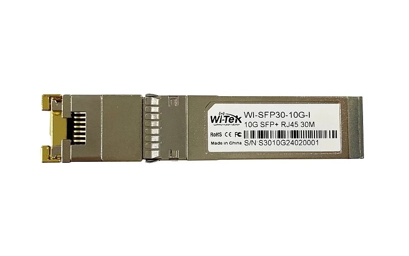 Промышленный модуль SFP Wi-Tek WI-SFP30-10G-I с интерфейсом RJ45, до 100 м