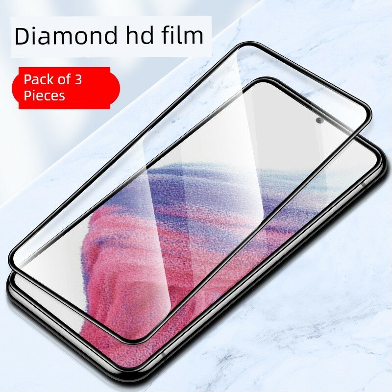 Samsung Galaxy A70 Прозрачная черная алмазная закаленная стеклянная пленка - 3 шт