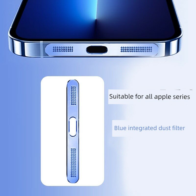 Электропокрытый металлический пылезащитный чехол для динамика iPhone 11 - 1 шт, синий, дышащий и сохраняющий качество