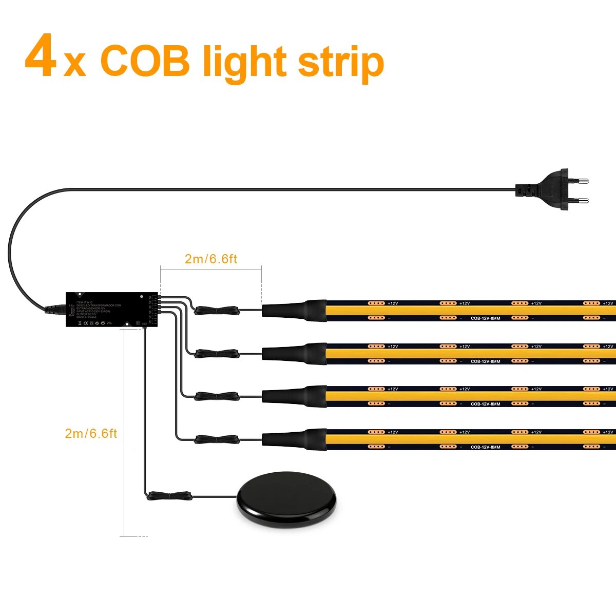 4x COB LED лента, 2м, Warm White