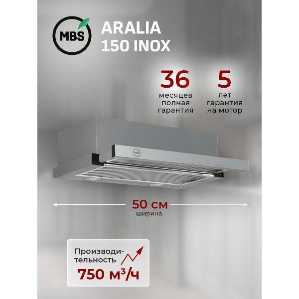 Вытяжка встраиваемая в шкаф MBS ARALIA 150 нержавеющая сталь