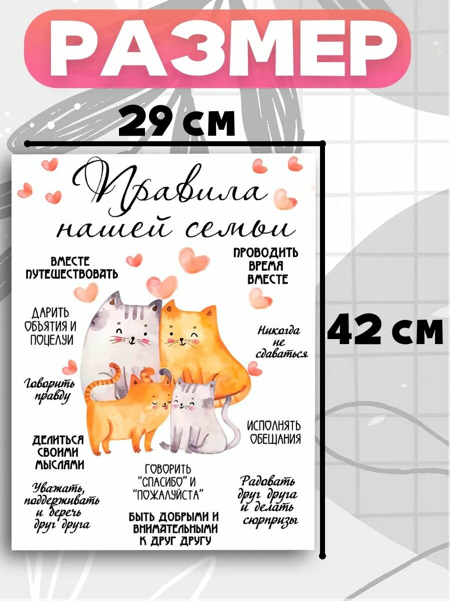 Постер на стену Правила дома, , плакат 1шт, А3 размер. — фото 1