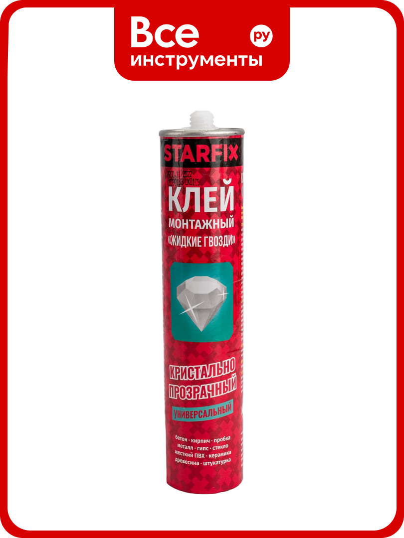 Монтажный клей STARFIX жидкие гвозди, бесцветный, 300 мл SM-41086-1
