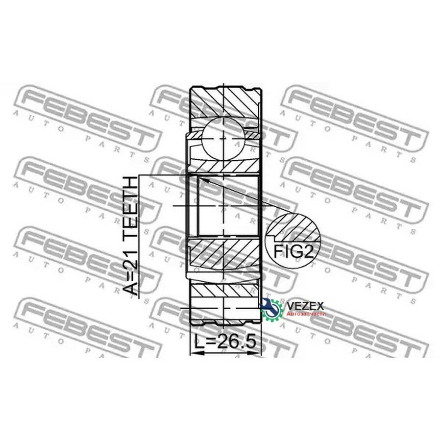FEBEST 0711-JB416SHA Шрус карданного вала 21x74
