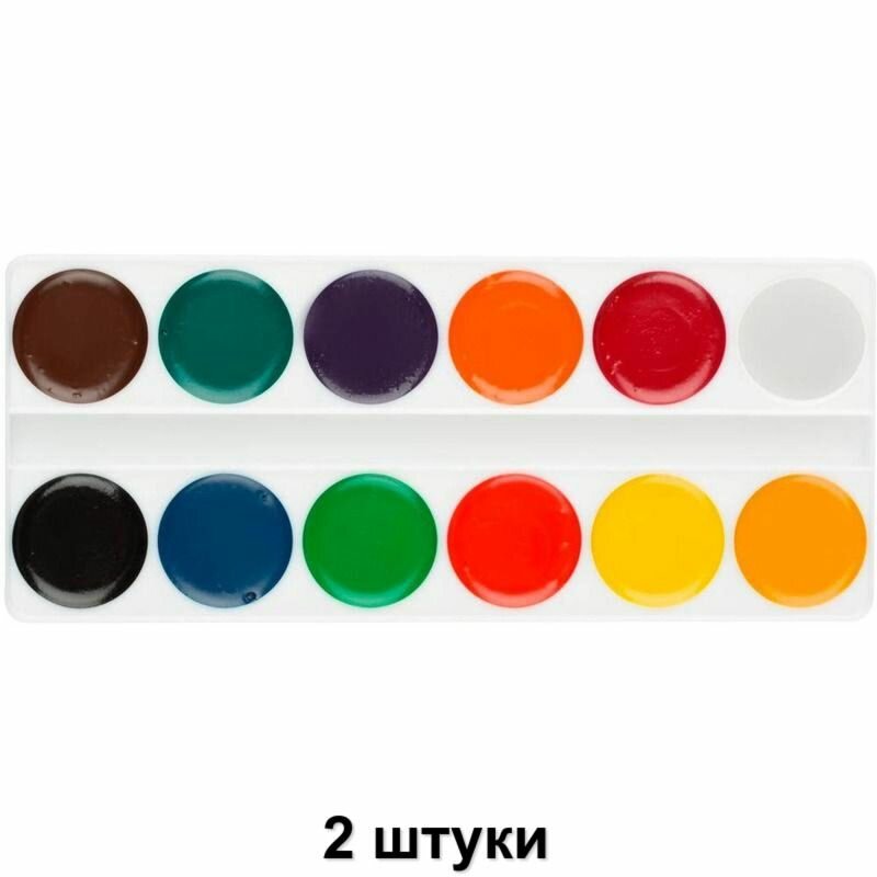 Луч Краски акварельные Zoo (Мини) 12 цветов, картонная упаковка, без кисти, 2 упаковки