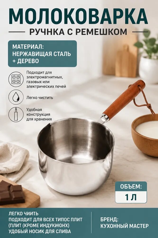 Сотейник, Нержавеющая сталь, 0.5 л