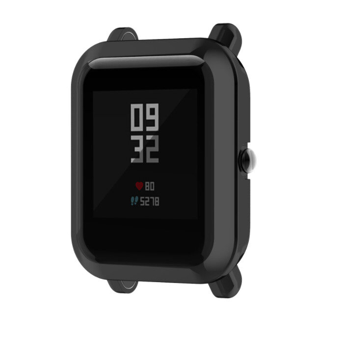 Защитный бампер-чехол MyPads из тонкого и прочного силикона для Amazfit Bip U Pro с противоударными свойствами черный