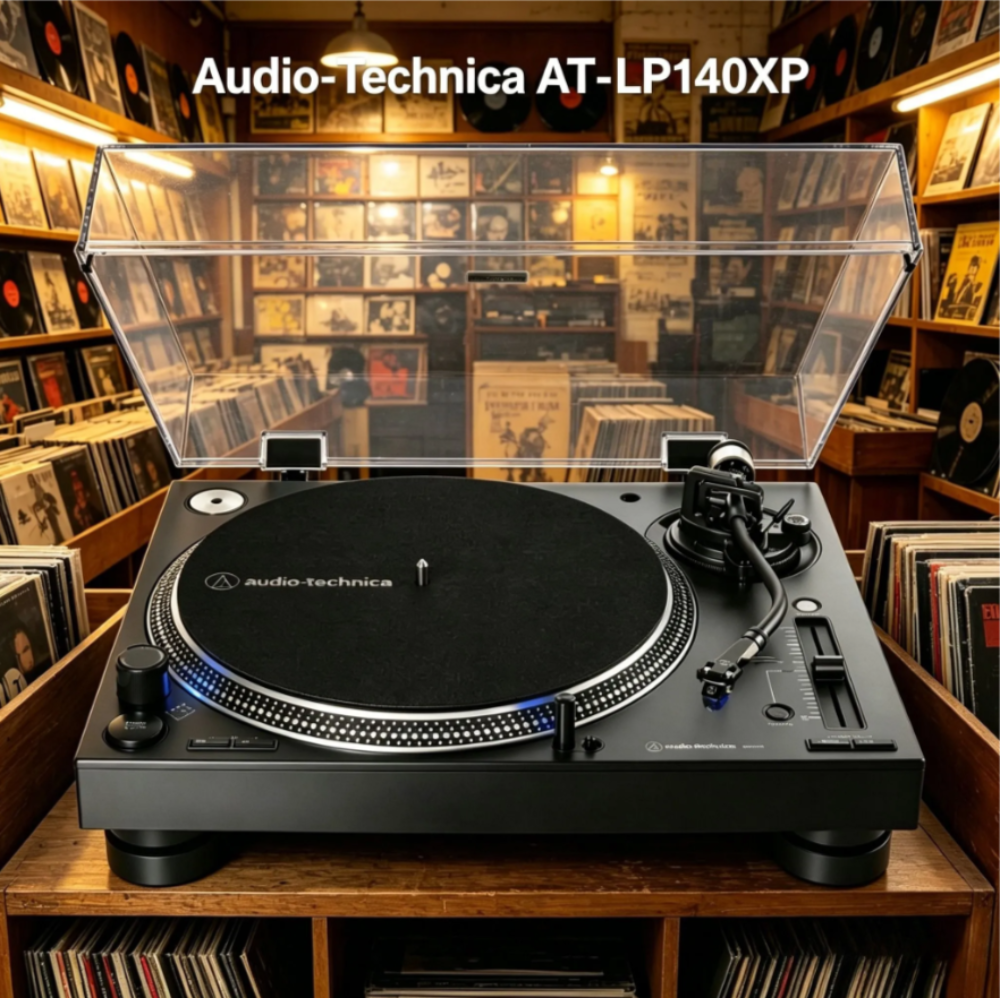 Виниловый проигрыватель Audio-Technica LP140XP-BK, профессиональный для DJ, прямой привод, S-образный тонарм, алюминиевый опорный диск, черный