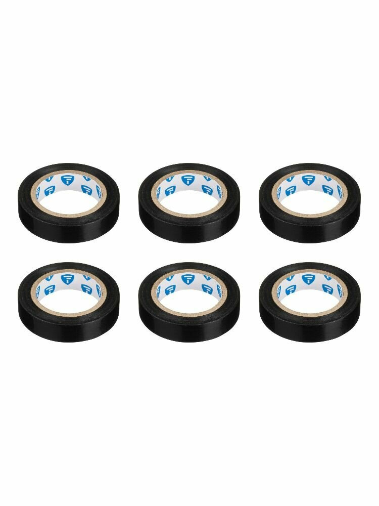 TOPFORT Изолента 15мм х 10м х 0,13мм черный, 6 шт