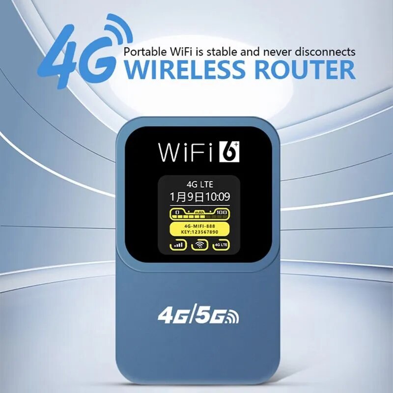 Усовершенствованный Портативный Wi-Fi Роутер 4G Со Скоростью 300 Мбит/С И Отображением Времени