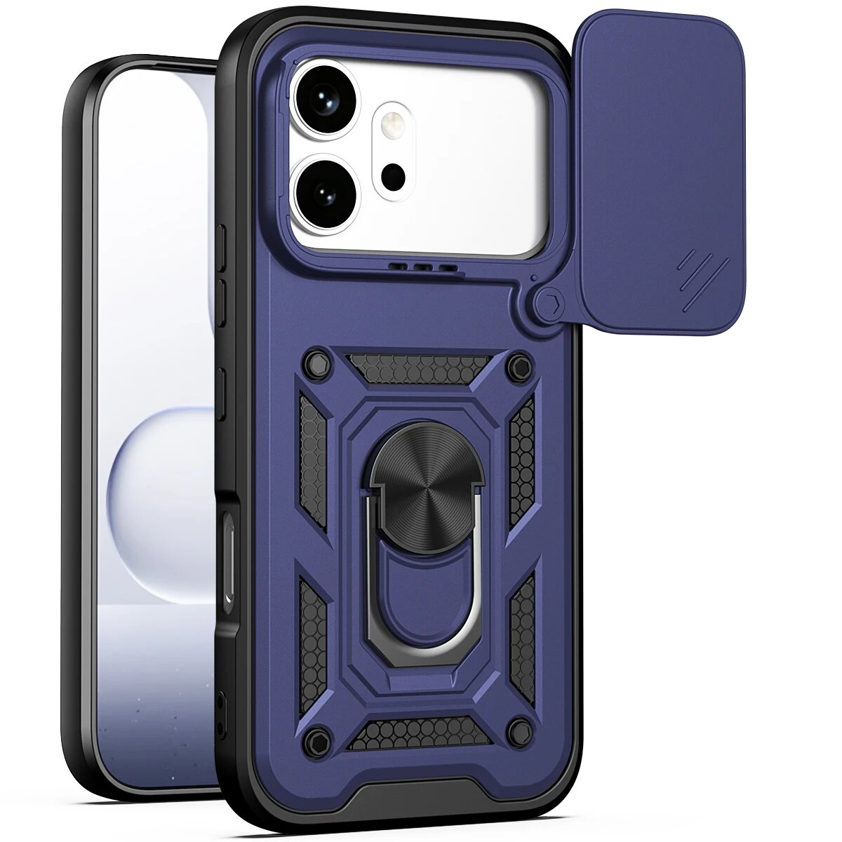 Чехол Honor 600 Pro темно-синий с кольцом-держателем