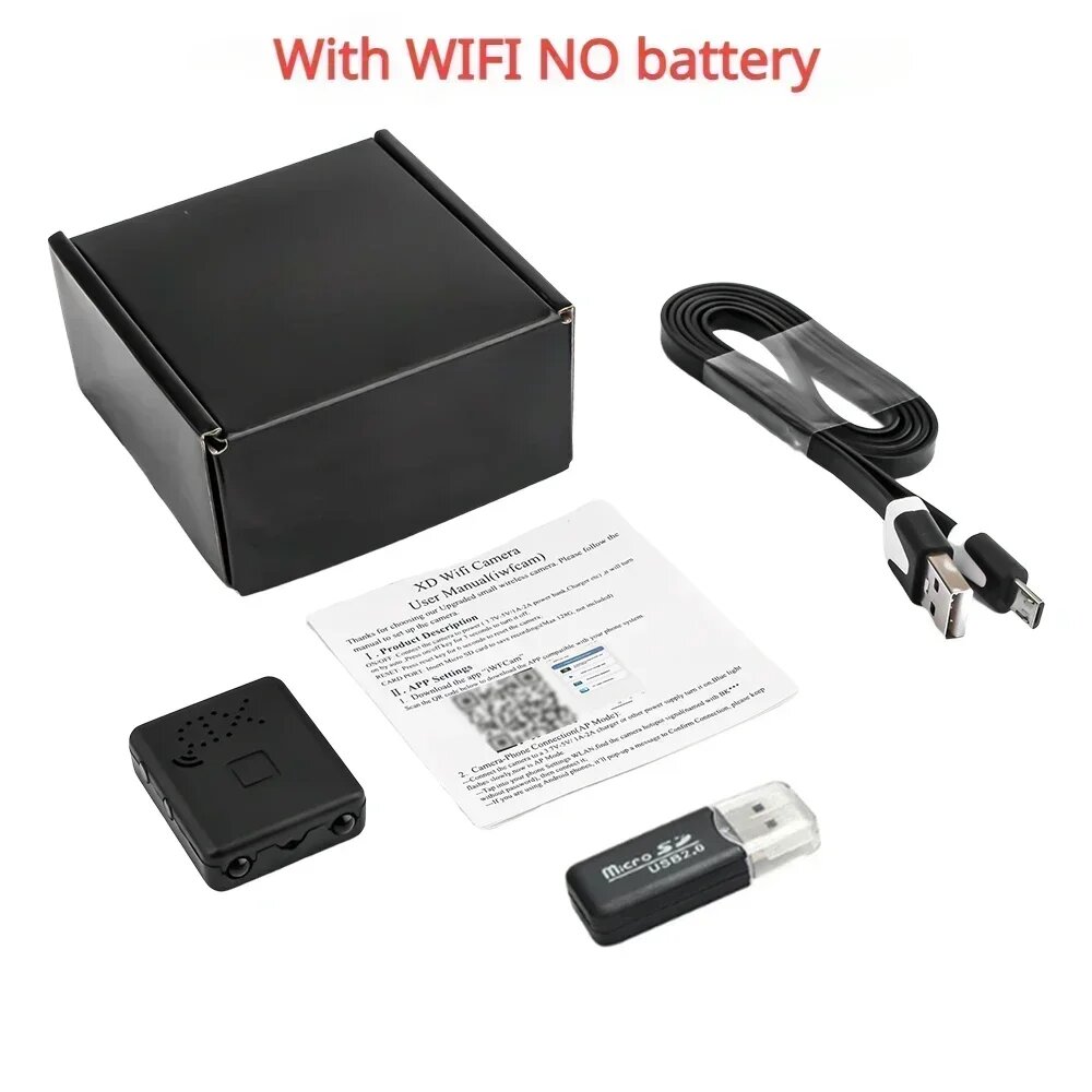 1080P HD Мини-камера Wifi Cam с встроенной батареей Домашняя безопасность Маленький камкордер ИК-ночьее видение DVR Детекция движения Видеорегистратор-WIFI без батареи