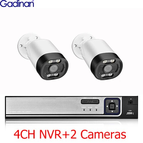 Система безопасности видеонаблюдения Gadinan 5MP CCTV POE NVR с купольной камерой двустороннего аудио/пушевой камерой с распознаванием лиц набор видеонаблюдения