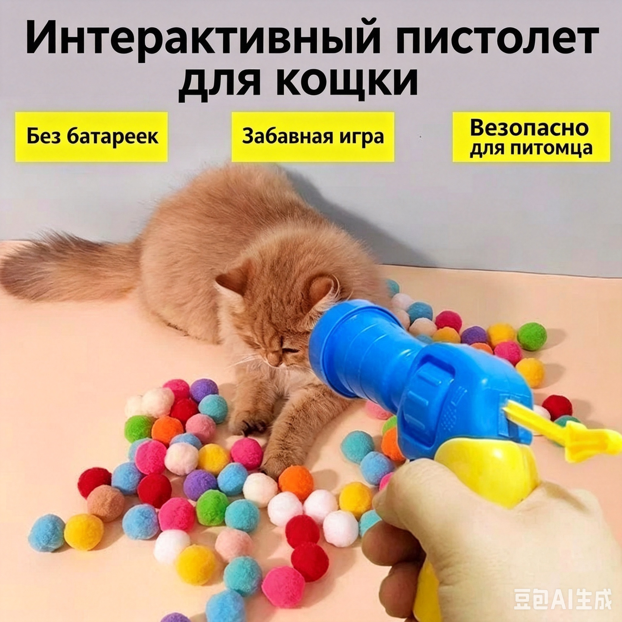 Cat toy, plush ball launcher, one launcher, 30 balls, 14*13*4cm