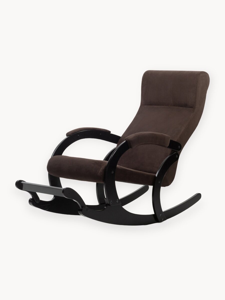 Кресло-качалка мягкое с подножкой для отдыха дома в гостиную (Марсель, Темно-коричневый)
