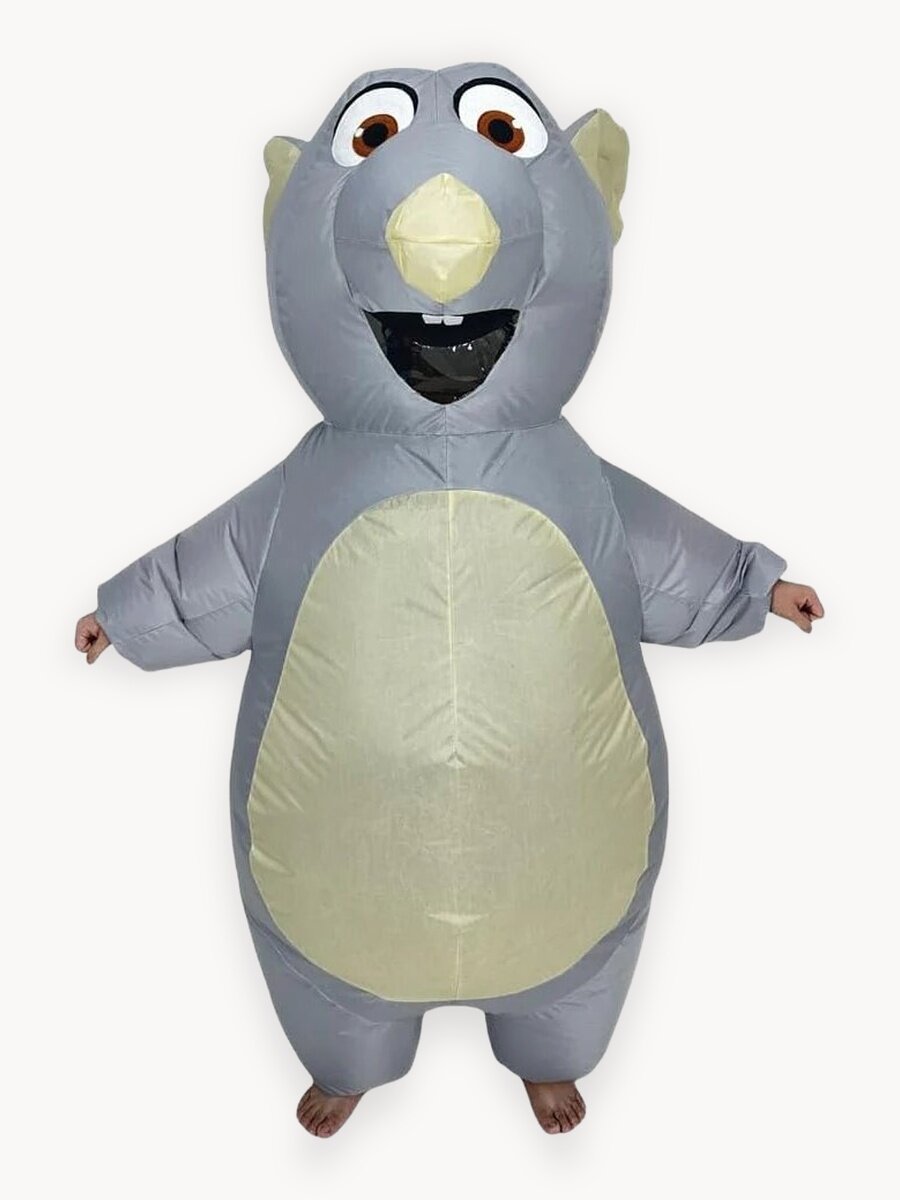 Надувной костюм мыши серый для взрослых Fit Height 160-190cm