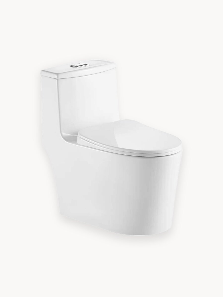 Унитаз-моноблок напольный EvaGold 5003 с микролифтом, безободковый, антивсплеск, фаянсовый, белый, глянцевый, овальный, с нижним подводом, сиденье для унитаза в комплекте