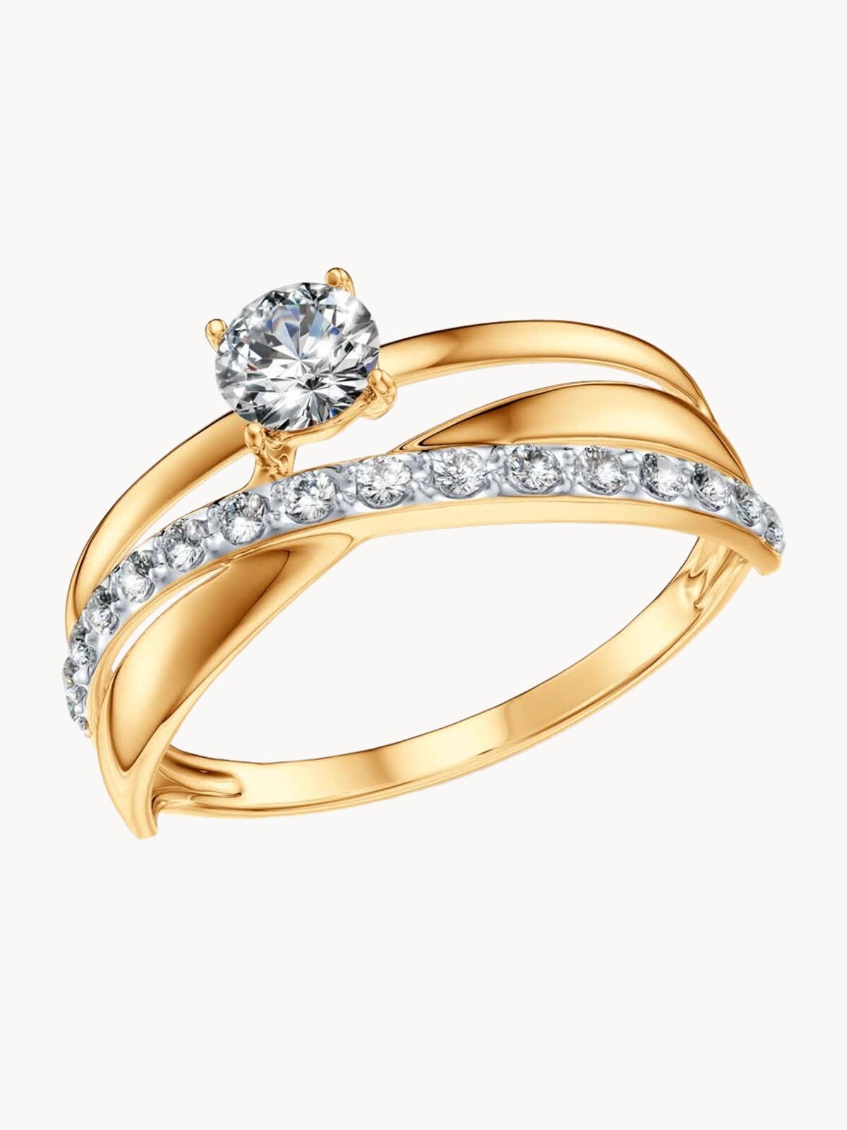 Кольцо, красное золото, 585 проба, фианит