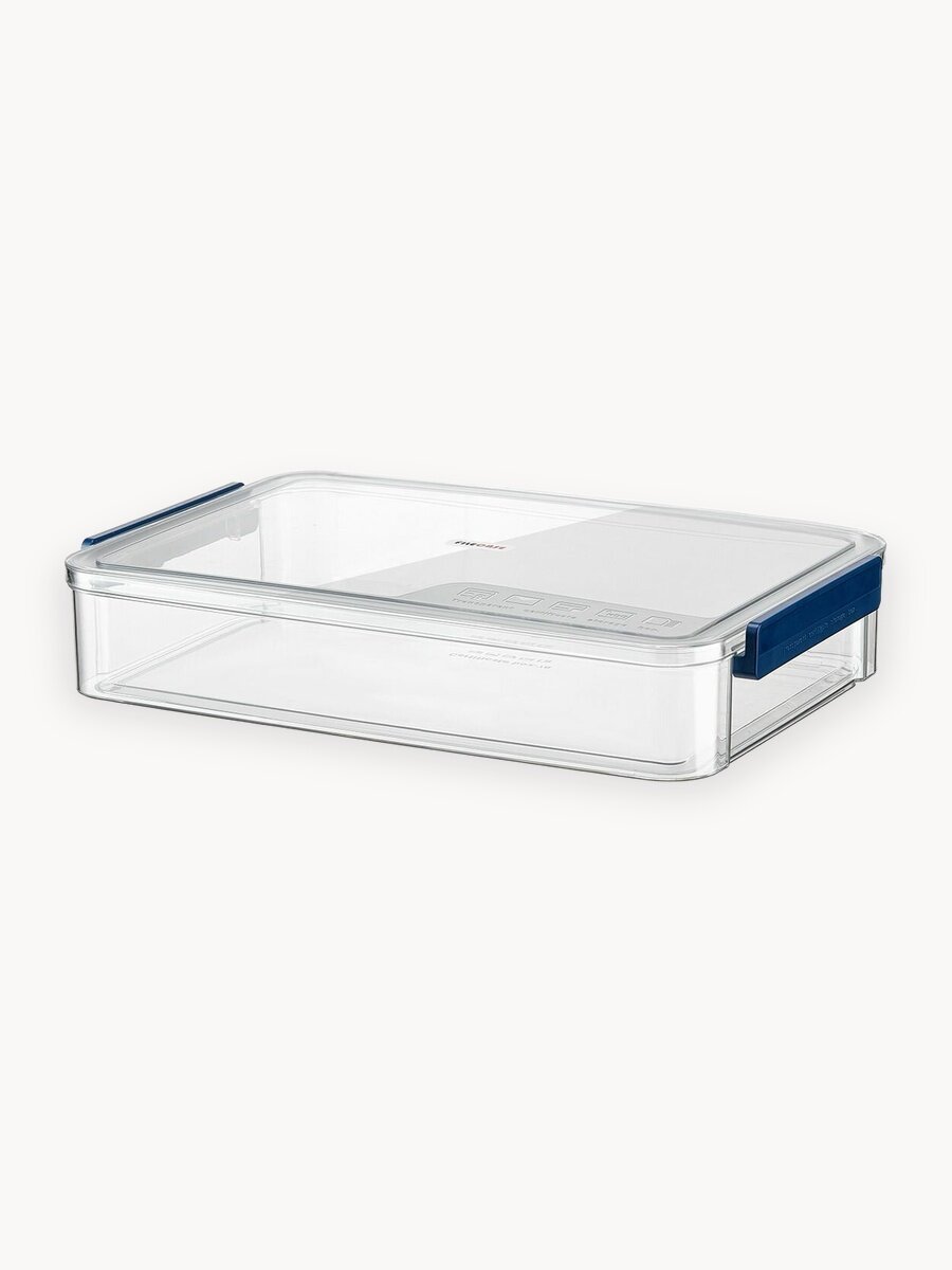 Кейс-ящик-контейнер с защелками формата А4 S&T для хранения документов, канцелярии, бумаги бытовых вещей, пластиковый, для рабочего стола в офис, эстетичный дизайн, для порядка в доме, синие ручки