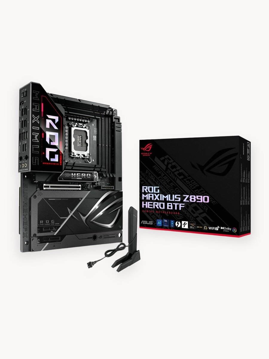 Материнская плата ASUS ROG MAXIMUS Z890 HERO BTF, LGA1851, Intel Z890, ATX, RTL (90MB1KG0-M0EAY0)