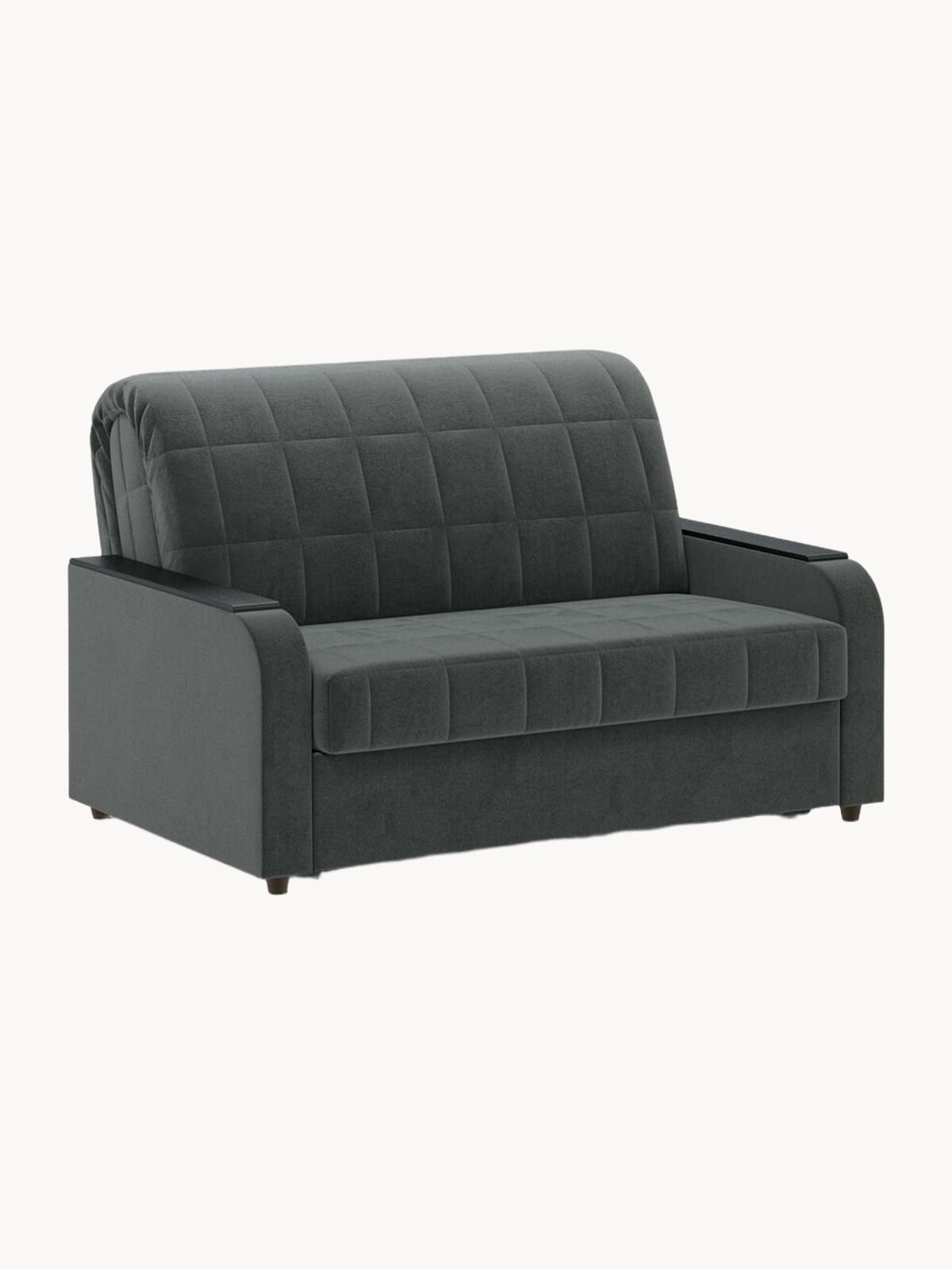 Диван-кровать раскладной, аккордеон MOON FAMILY 144, графитовый велюр, 144х106х90, спальное место 120х200, Эксклюзивная пена UniqFoam