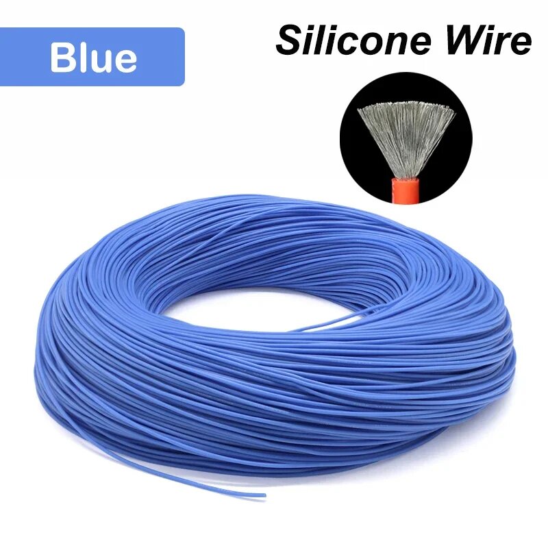Мягкий силиконовый медный кабель 30-20 AWG 22AWG, Синий, 5M