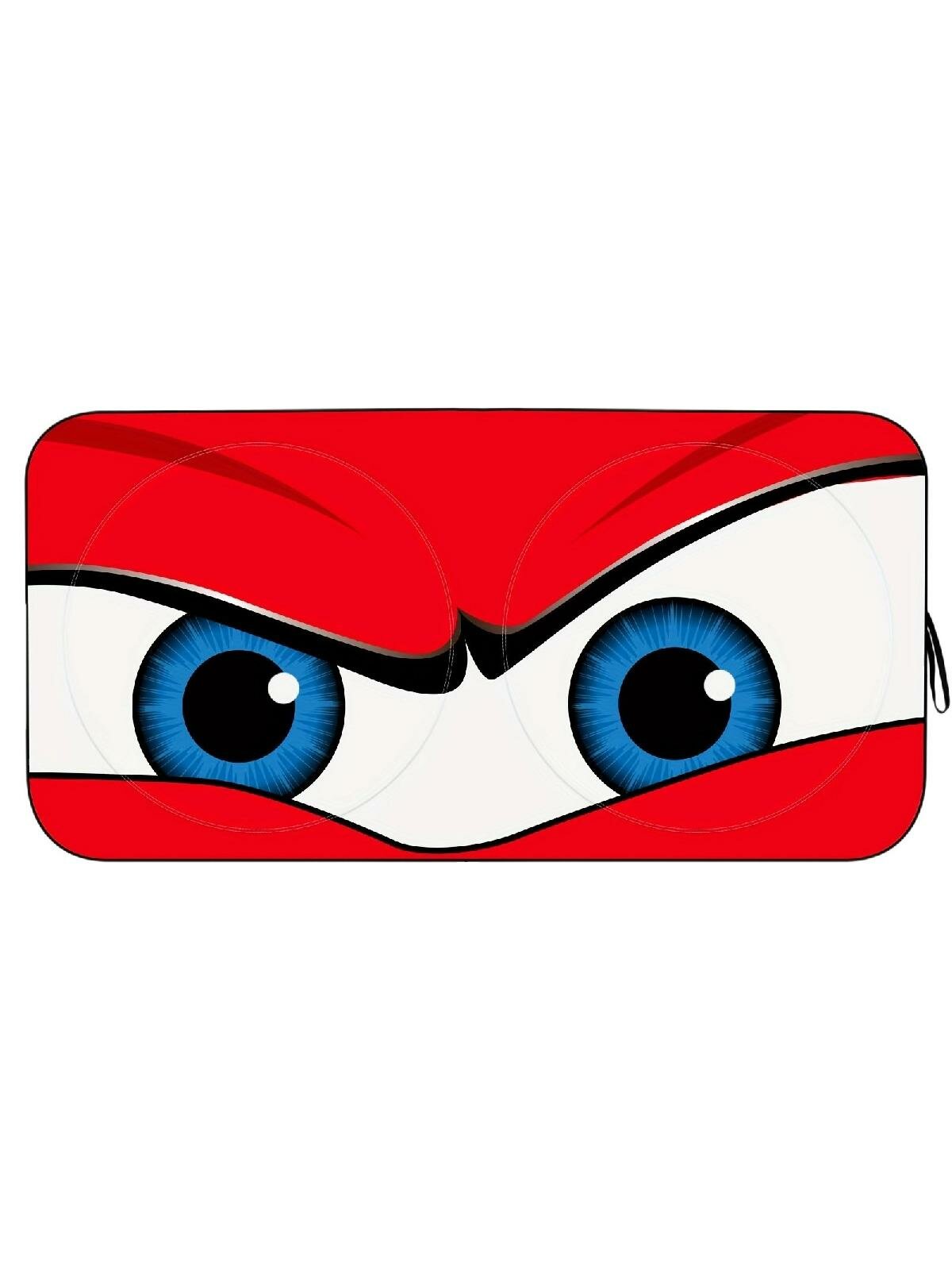 Солнцезащитный козырек на лобовое стекло автомобиля Funny Blue & Red Eyes (1 шт.) - Складной солнцезащитный козырек с защитой от ультрафиолета и забавным рисунком лица, подходит для большинства автомобилей, блокирует тепло и блики.
