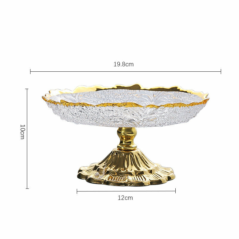 Роскошная фруктовница из хрустального стекла, европейская тарелка для закусок на высокой ножке с металлическим основанием, тарелка для сухофруктов для гостиной.