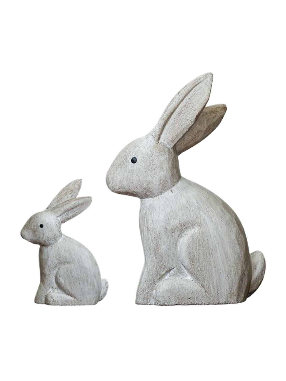 2шт Пасхальные Милые Деревянные Фигурки Кроликов Статуэтка Кроликов для Весенних Декоров