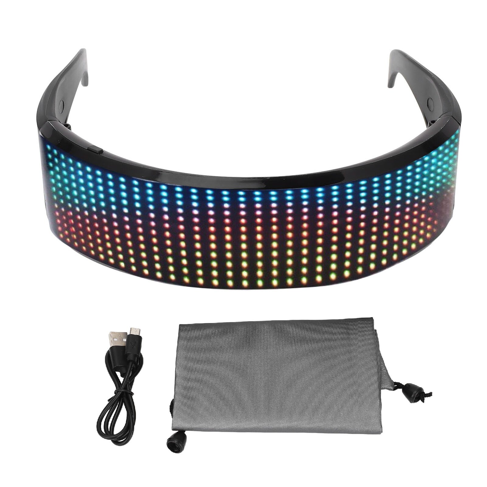 Светодиодные очки с управлением через Bluetooth-приложение, настраиваемой RGB-подсветкой, идеально подходят для косплея, вечеринок, музыкальных фестивалей.