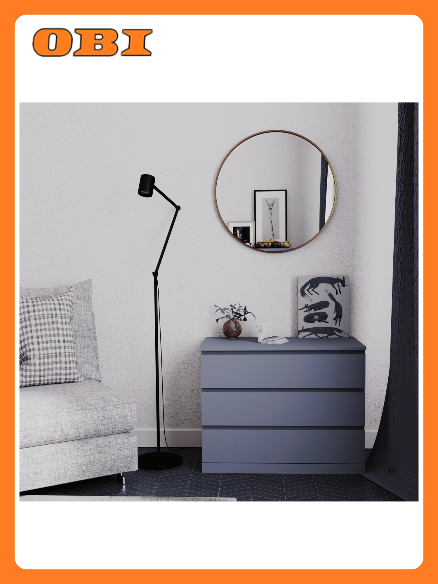 Комод "Шведский Стандарт" Варма 3, серый, 3 ящика, 80x77x40 см