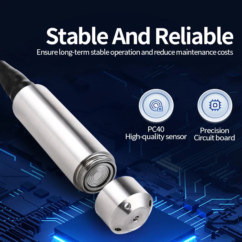 Гидростатический датчик уровня воды 0-10 м 4-20 мА RS485 4-20mA Output, 3M Range 5M Cable