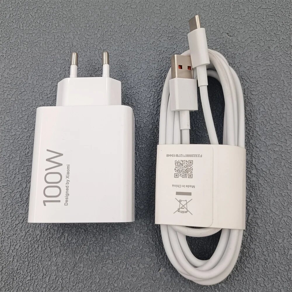 Оригинальное быстрое зарядное устройство Xiaomi 100 Вт EU Turbo Charge 2 м 1,5 м кабель типа C для Mi 17 15 14 Ultra Pro POCO F7 F6 X7 Pro Redmi K90 K80 EU and 2M cable