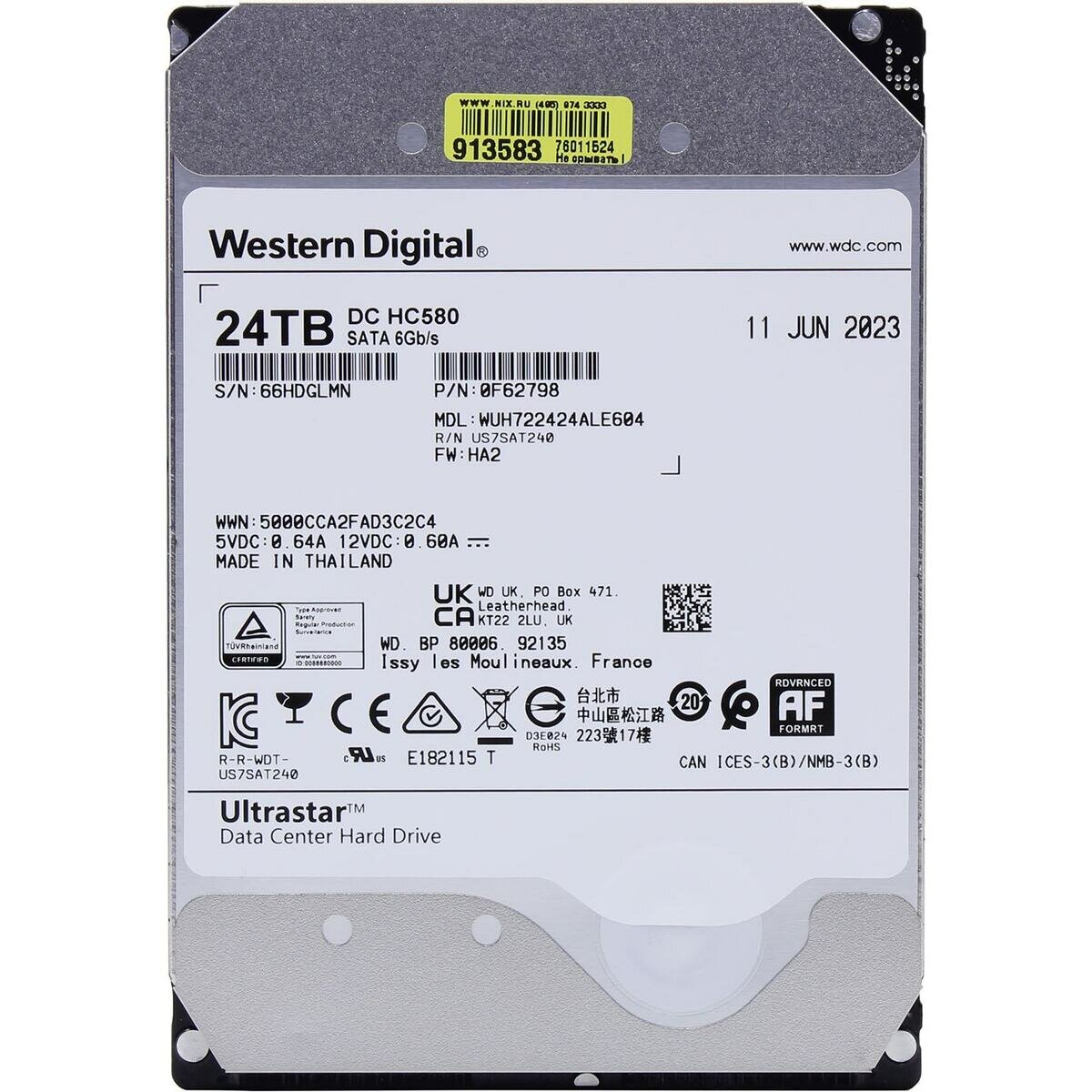 HDD 24 Tb SATA 6Gb/s Western Digital DC HC580