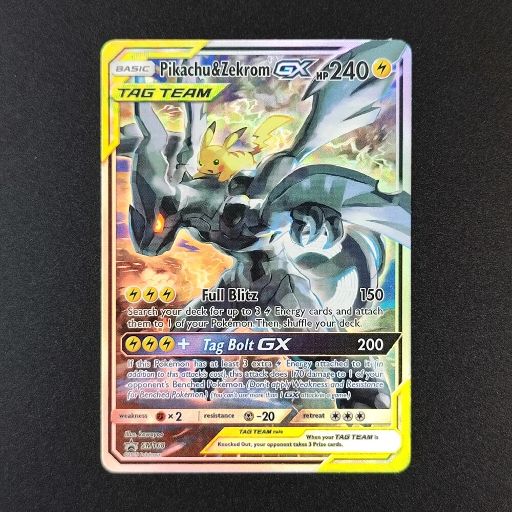 Pikachu & Zekrom GX Tag Team коллекционная карта Pokemon, черный