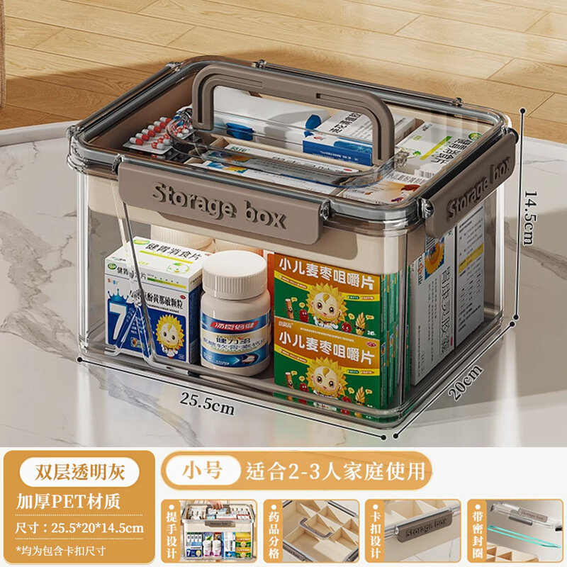 Домашняя многослойная портативная аптечка, семейная большая емкость для хранения, большая аптечка, прозрачная пластиковая аптечка