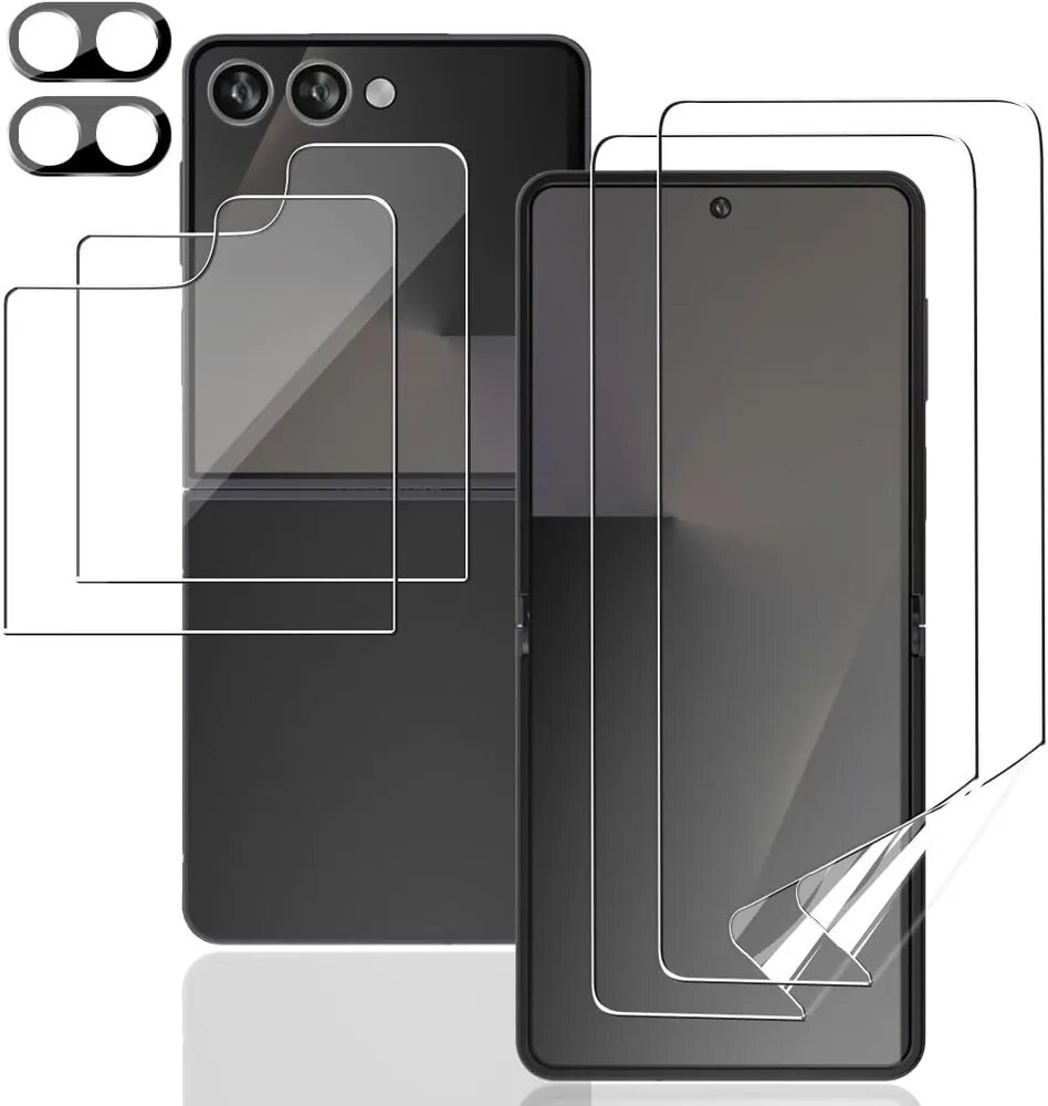 2+2+2 детали, экрана для Samsung Galaxy Z Flip 7, закаленное стекло, мягкая пленка из ТПУ + внешнее закаленное + защита задней камеры, HD / защита от царапин