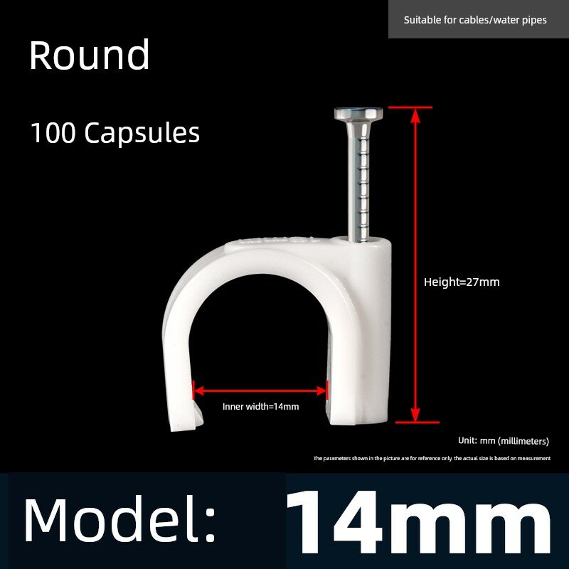 Круглый кабельный зажим для настенного крепления, диаметр 14 мм, упаковка 100 шт. для управления кабелем, внутреннее