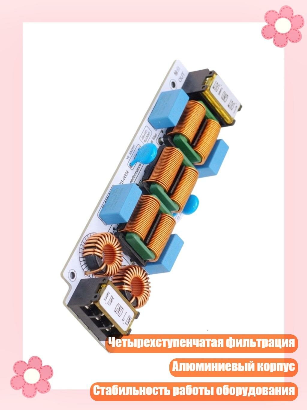 4-ступенчатый подавитель помех 110-250 В, 6A - Готовая доска