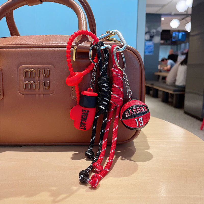 Спортивная серия баскетбольный брелок в стиле Miu, подвеска в виде боксерских перчаток, плетеный шнур, подвеска для рюкзака, шнурок для ключей