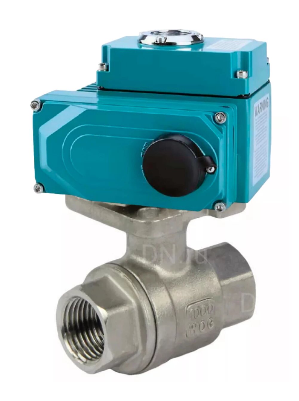 Кран шаровой DN.ru кшмп.316.230-ISO Ду65 Ру40 полнопроходной, внутренняя резьба, корпус - нержавеющая сталь SS316, уплотнение - PTFE, с 1/4-оборотным электроприводом QT2-020-24VDC 24В