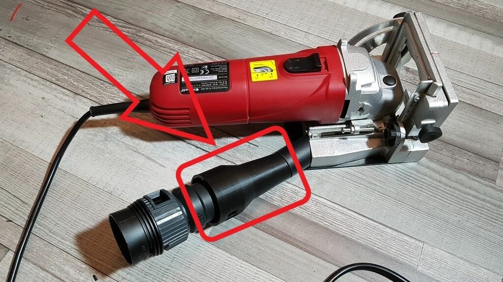 Пылеотвод ламельного фрезера Einhell TC-BJ 900 под шланг Festool