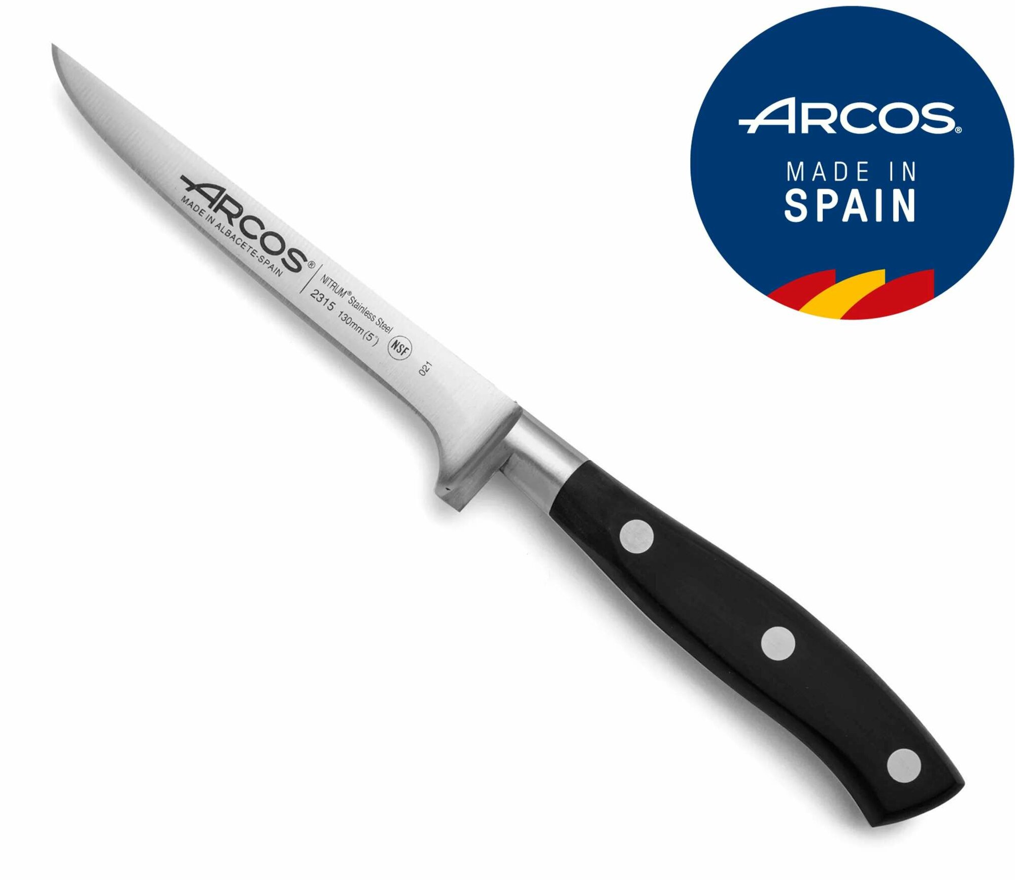 Нож для обвалки Arcos Riviera, пр-во Испания, профессиональный, кованный, лезвие 13 см, чёрный