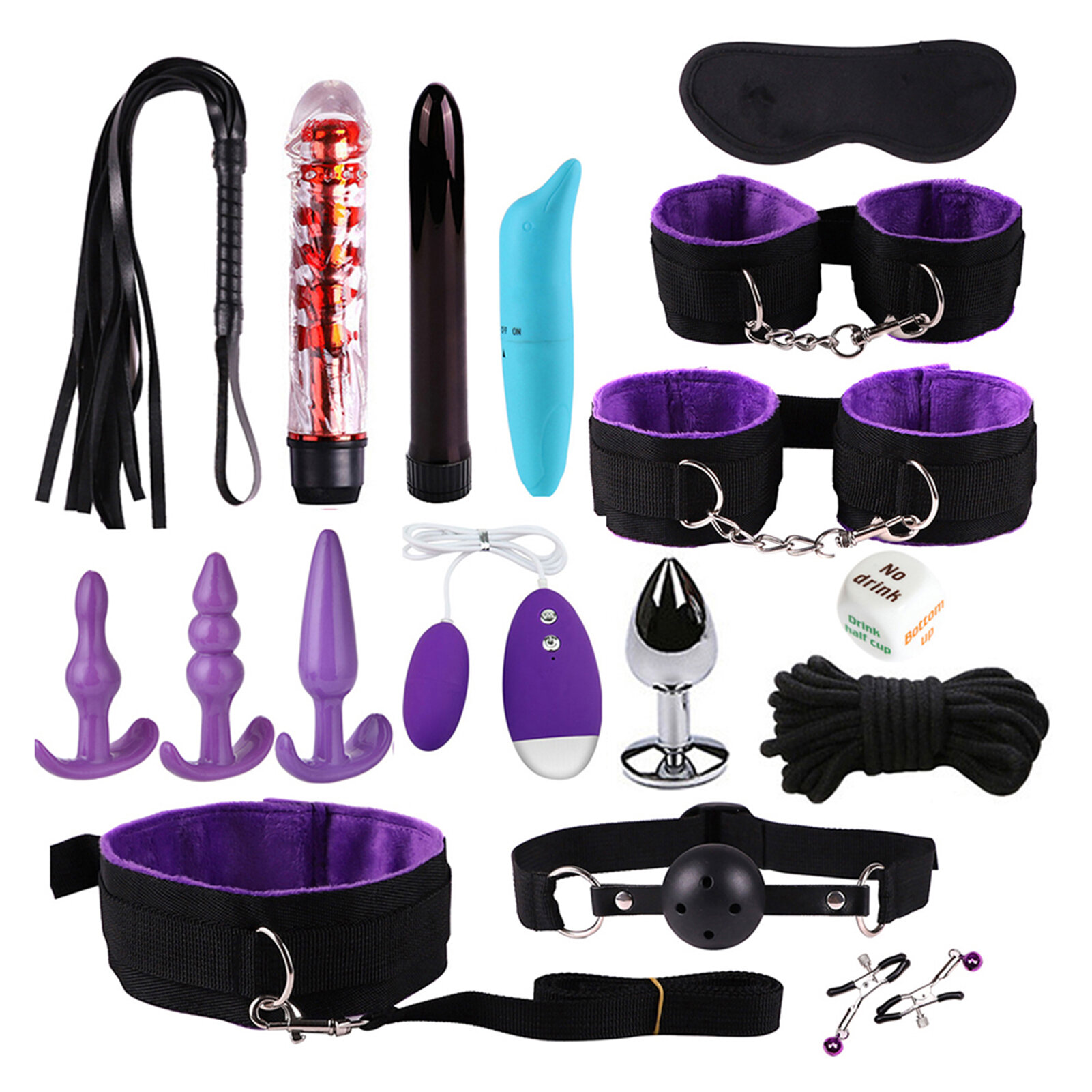 Подарочный набор для взрослых 22 штуки, вибрационный набор товаров для жизни, многочастный набор игрушек для жизни, для женщин, мужчин, пар, цвет: фиолетовый, размер упаковки: 250*150*80 мм / 9.84*5.91*3.15 дюйма, вес упаковки: 658 г / 23.21 унция