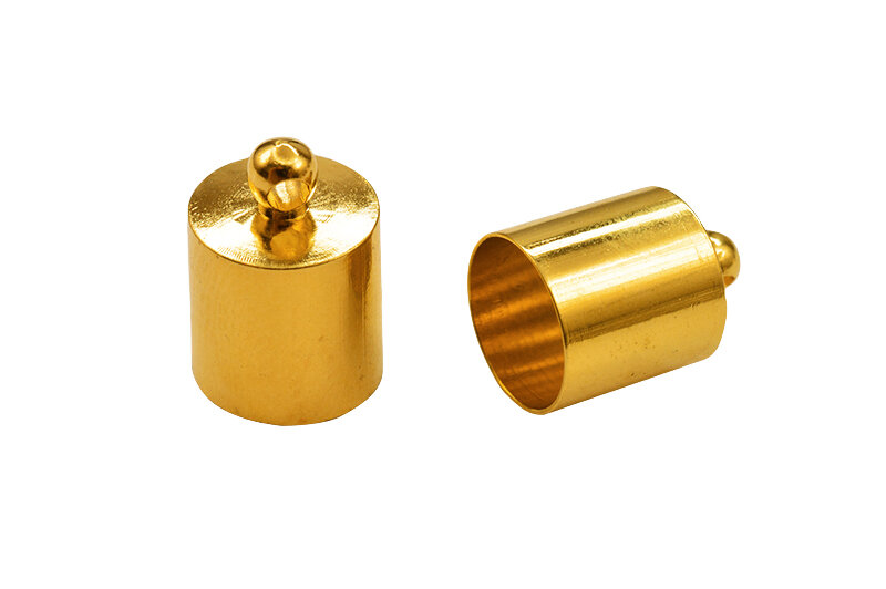 Концевик 13х9мм, внутренний диаметр 8,8мм, отверстие 1,5мм, цвет золото, латунь, 01-094, 2шт